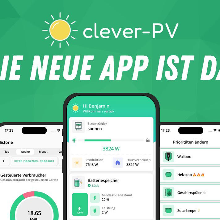 Die clever-PV Handy App | Für iPhone und Android | e-mobileo